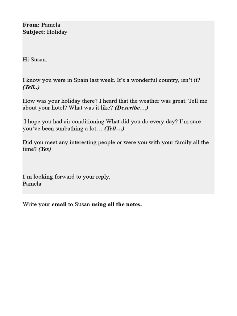 Email About Holiday to Susan | PDF