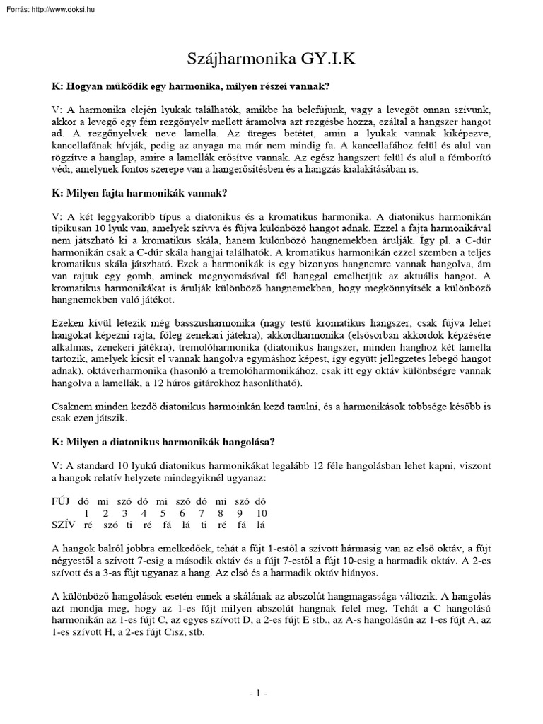 Biro Csaba Szajharmonika Gyik | PDF