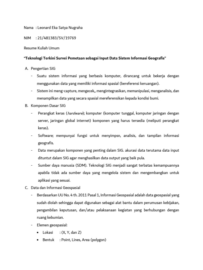 Resume Kuliah Umum - Leonard Eka Satya Nugraha | PDF
