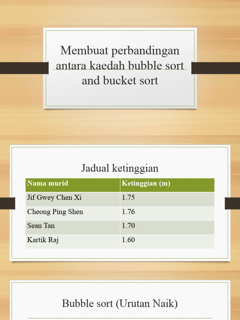 Membuat Perbandingan Antara Kaedah Bubble Sort and Bucket | PDF