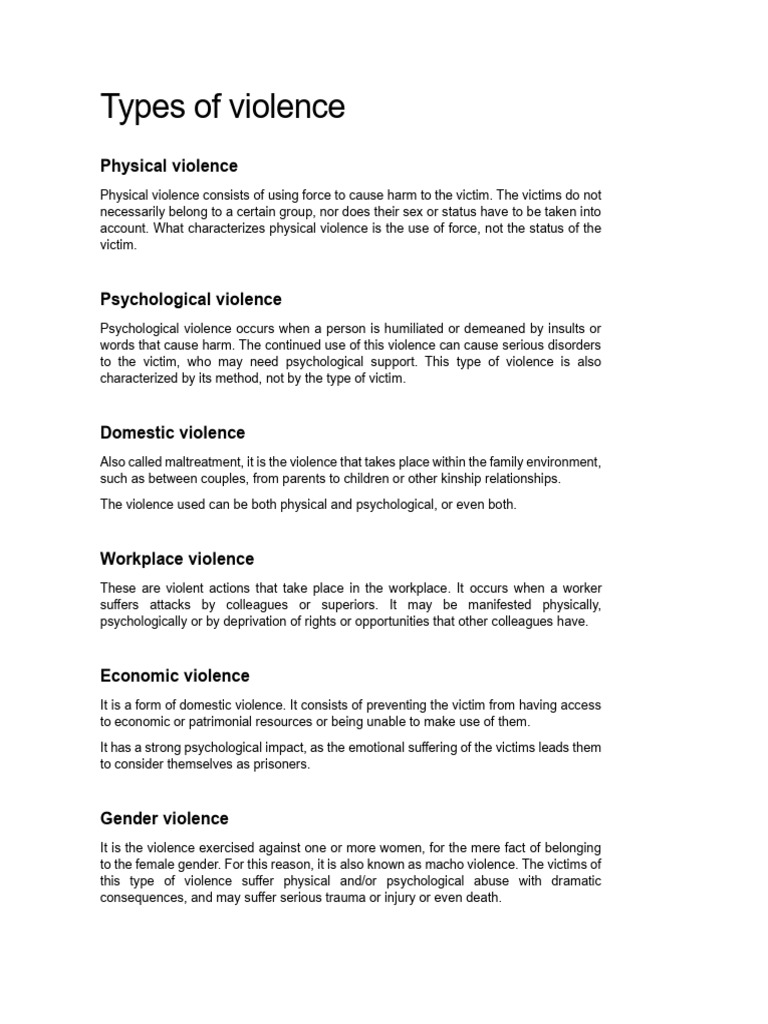 Types of Violence | PDF