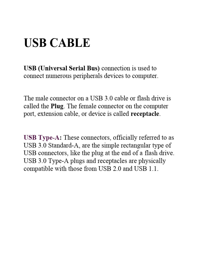 USB Cable Types and Connectors Explained | PDF | Computers