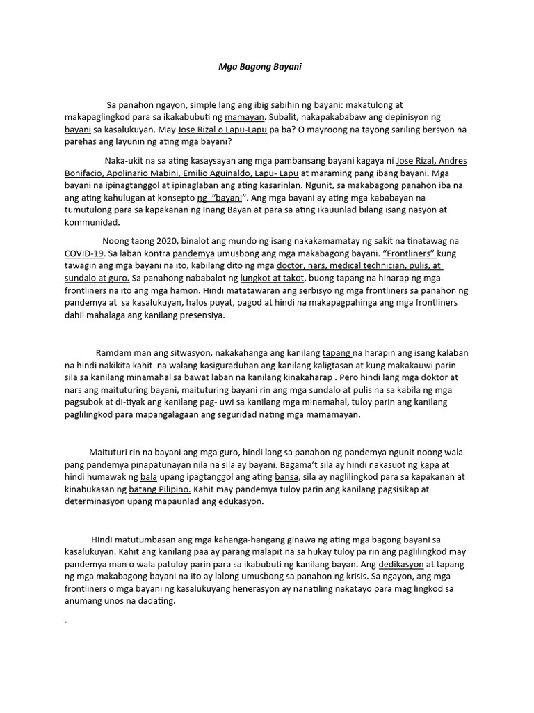 Mga Bagong Bayani | PDF