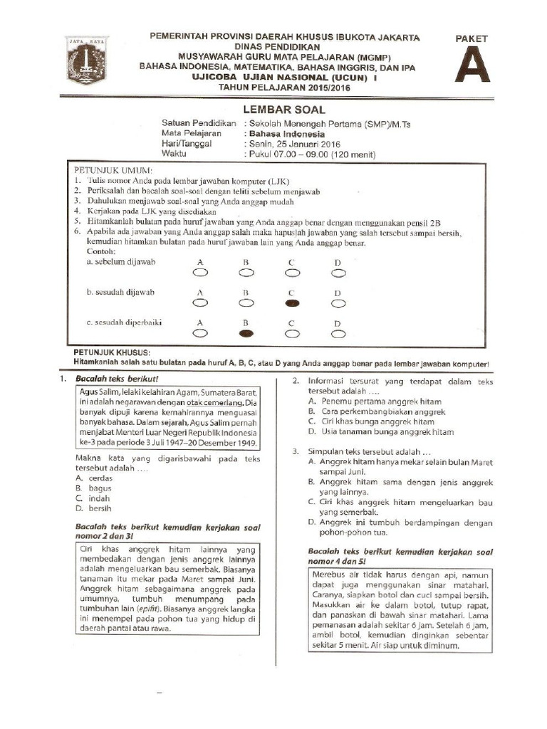 Soal Latihan Un BHS Indo Uiian Sekolah | PDF Soal Latihan Un BHS Indo Uiian Sekolah | PDF