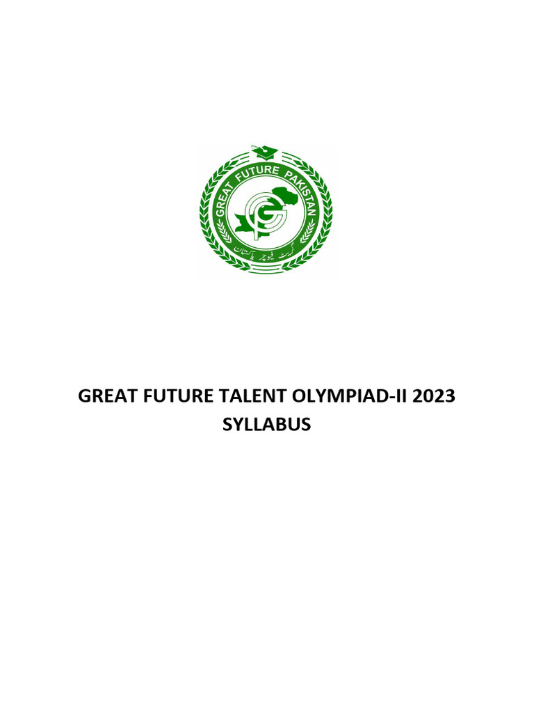 Great Future Talent Olympiad Syllabus | PDF