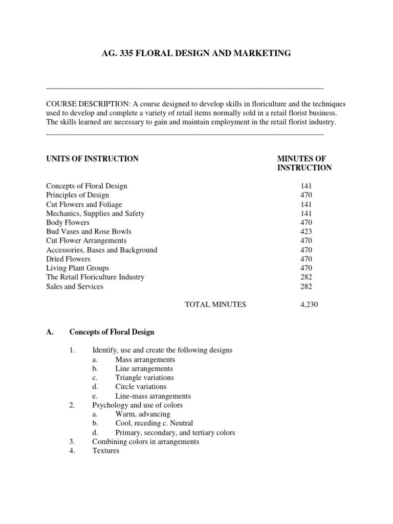 Ag 335 Floral Design and Marketing | PDF