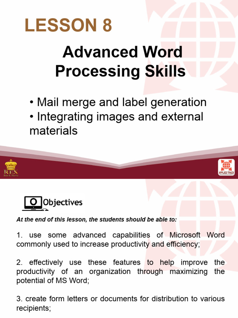 L8 Advanced Word Processing Skills | PDF | Microsoft Word | Computing