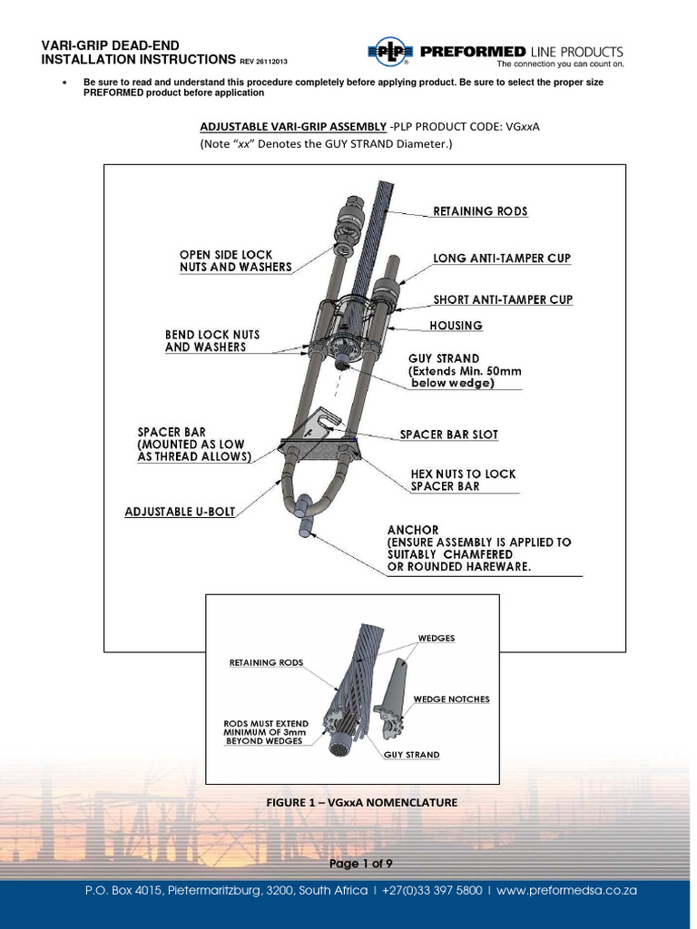 PLP SA VARI-GRIP DEAD-END Installation Instruction 26112013 | PDF ...