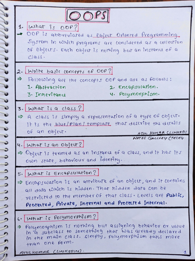 OOPS Handwritten Notes | PDF OOPS Handwritten Notes | PDF