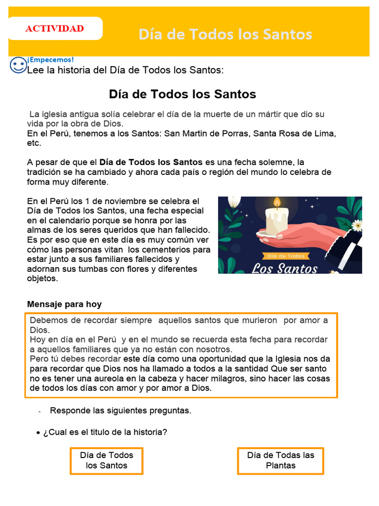 D4 A2 FICHA REL. Día de Todos Los Santos | PDF