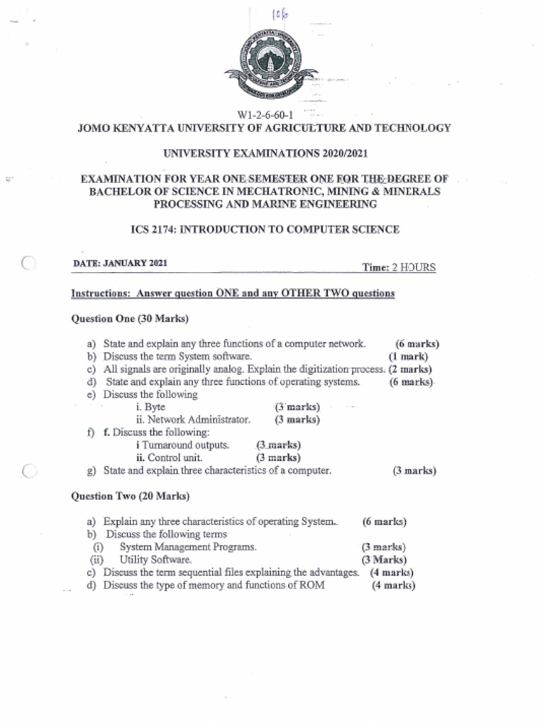 Ics 2174 Introduction To Computer Science | PDF