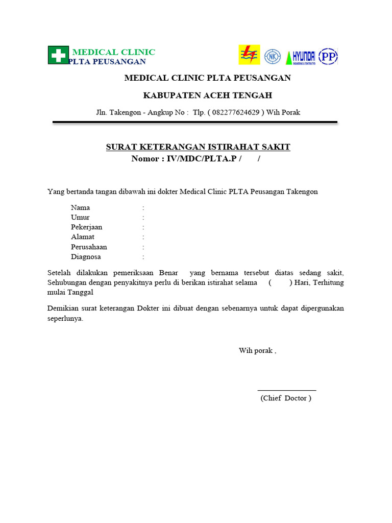 Surat Keterangan Sakit Medical Klinik Pdf