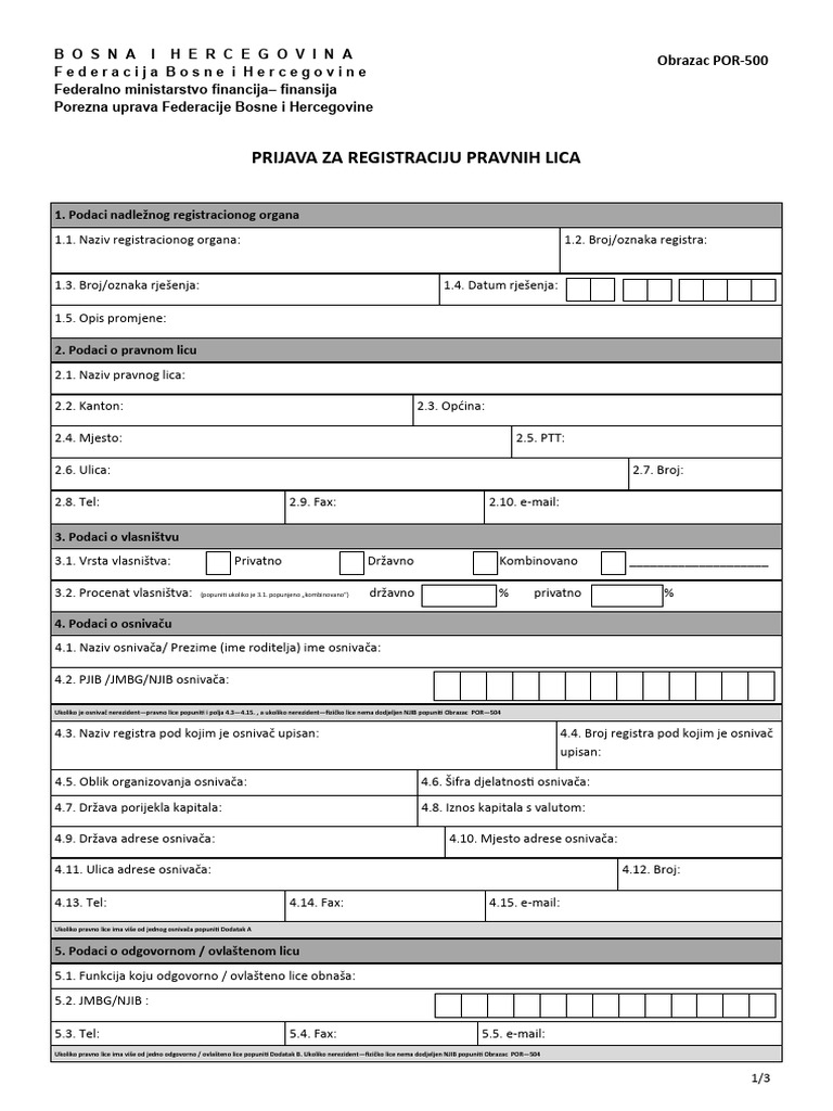63f0a Obrazac Por 500 Bos | PDF