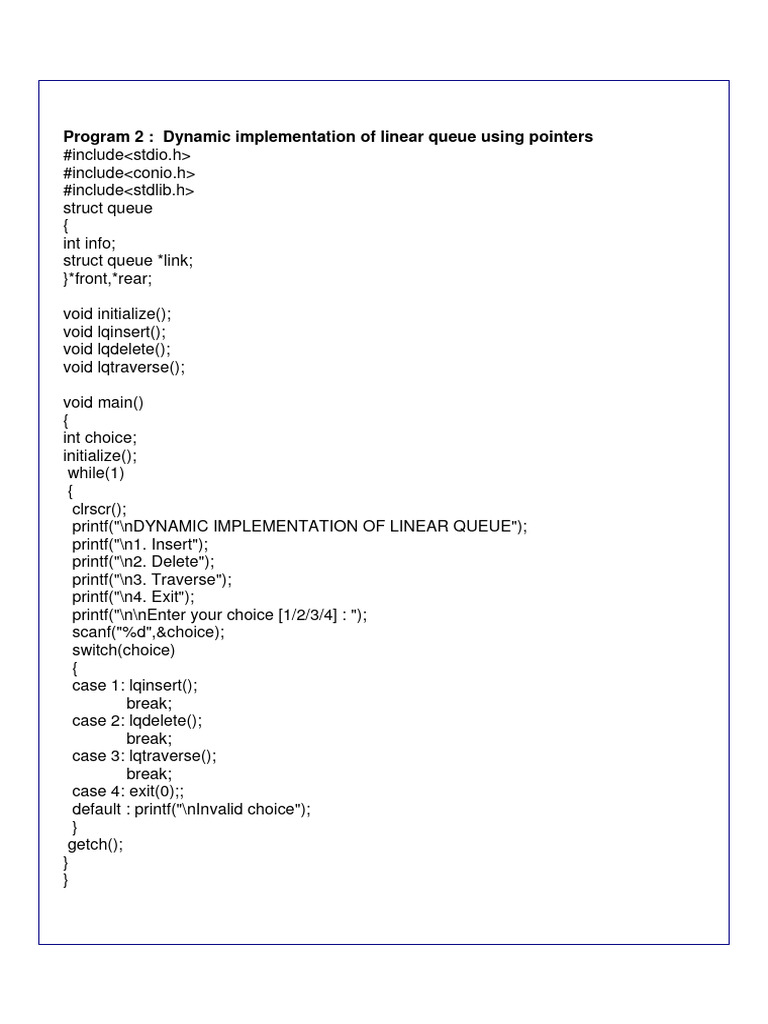 Queues Dynamic Pdf Queue Abstract Data Type Pointer Computer Programming