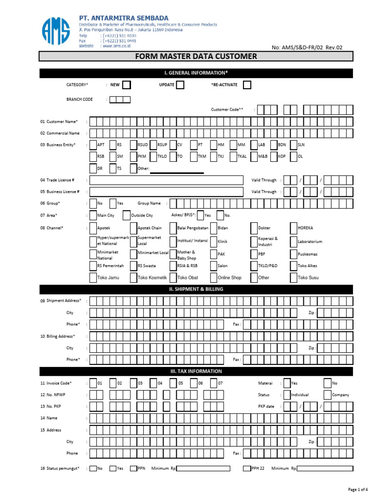 Fr02-R2-Form Master Data Customer | PDF | Payments | Banks