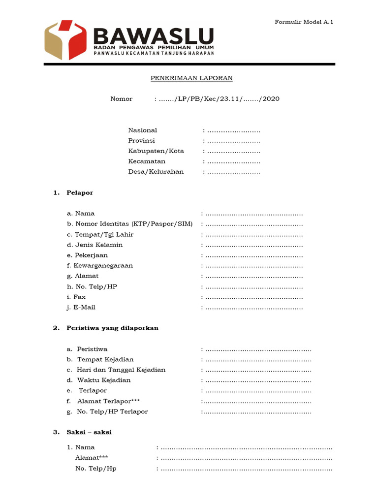 Formulir Model A 1 LP Edit Kronologinya PNJNG | PDF