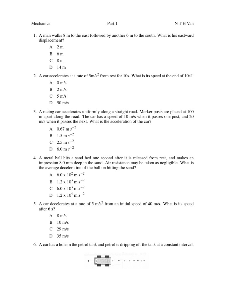 Mechanics Problem Set Overview | PDF | Velocity | Acceleration