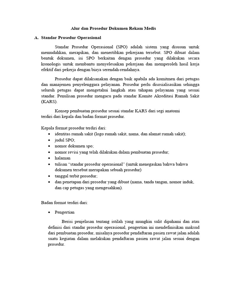 Alur Dan Prosedur Dokumen Rekam Medis | PDF