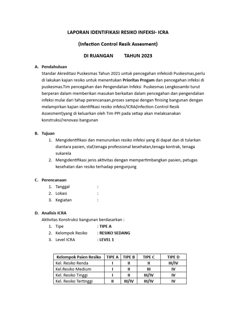 Laporan Identifikasi Resiko Infeksi | PDF