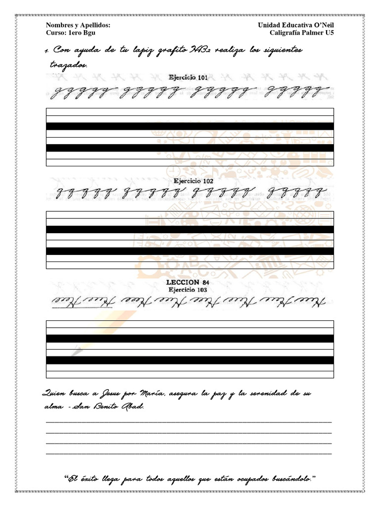 Taller en Clases y Extra Clases - Caligrafía Palmer U5 | PDF