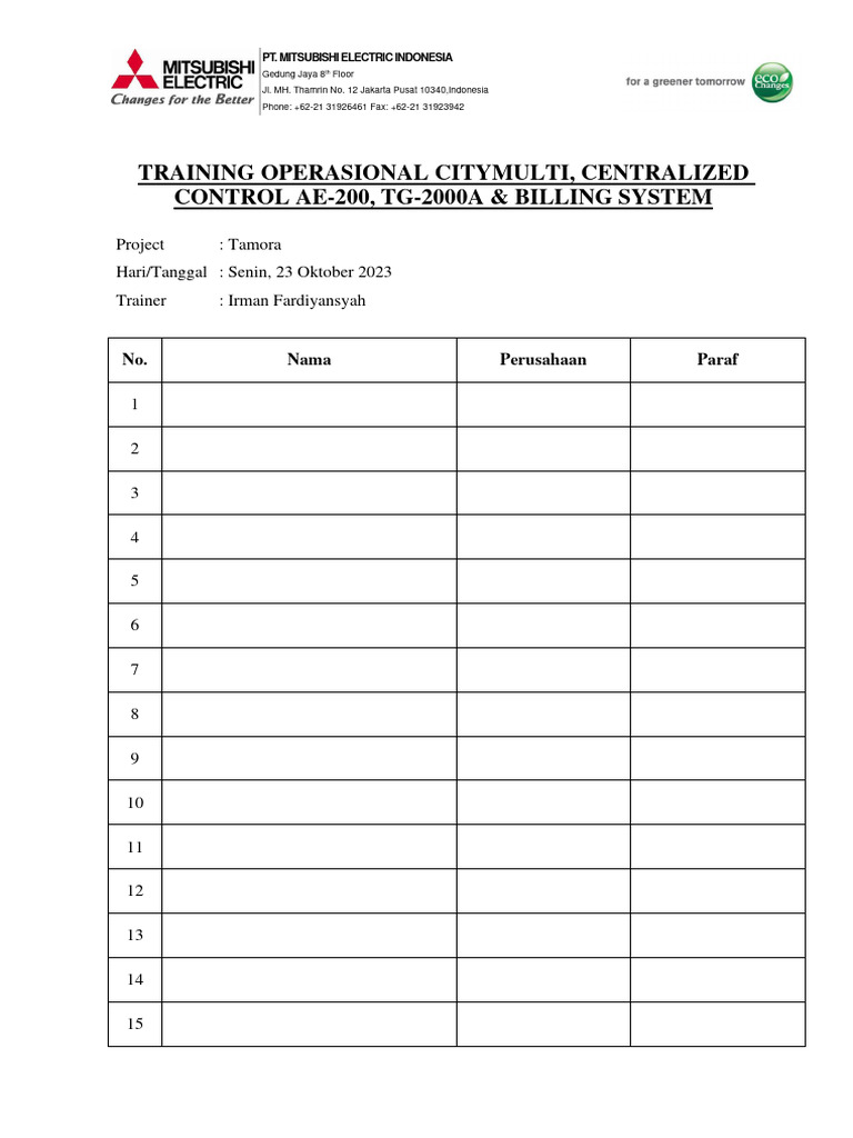 Absensi Training | PDF