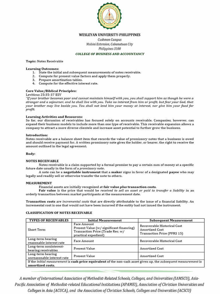 Notes Receivable | PDF | Present Value | Historical Cost