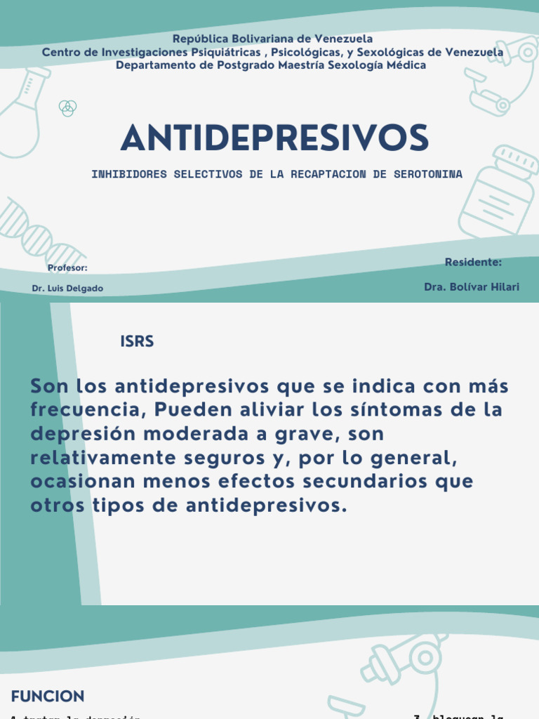 Antidepresivos ISRS | PDF | Antidepresivo | Inhibidor selectivo de la ...