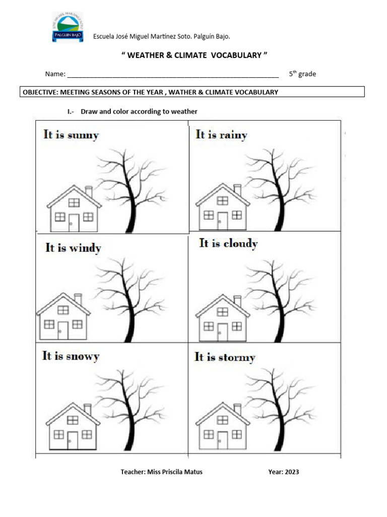 5th WEATHER & CLIMATE DRAW AND COLOR | PDF | Finance & Money Management
