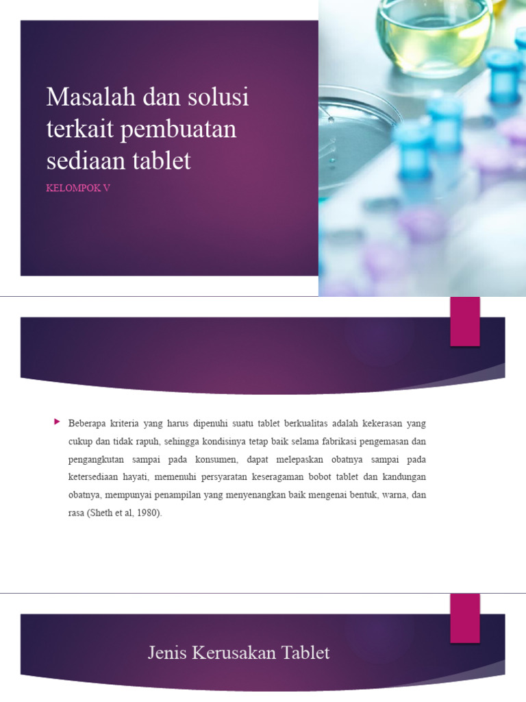 Masalah Dan Solusi Terkait Pembuatan Sediaan Tablet | PDF