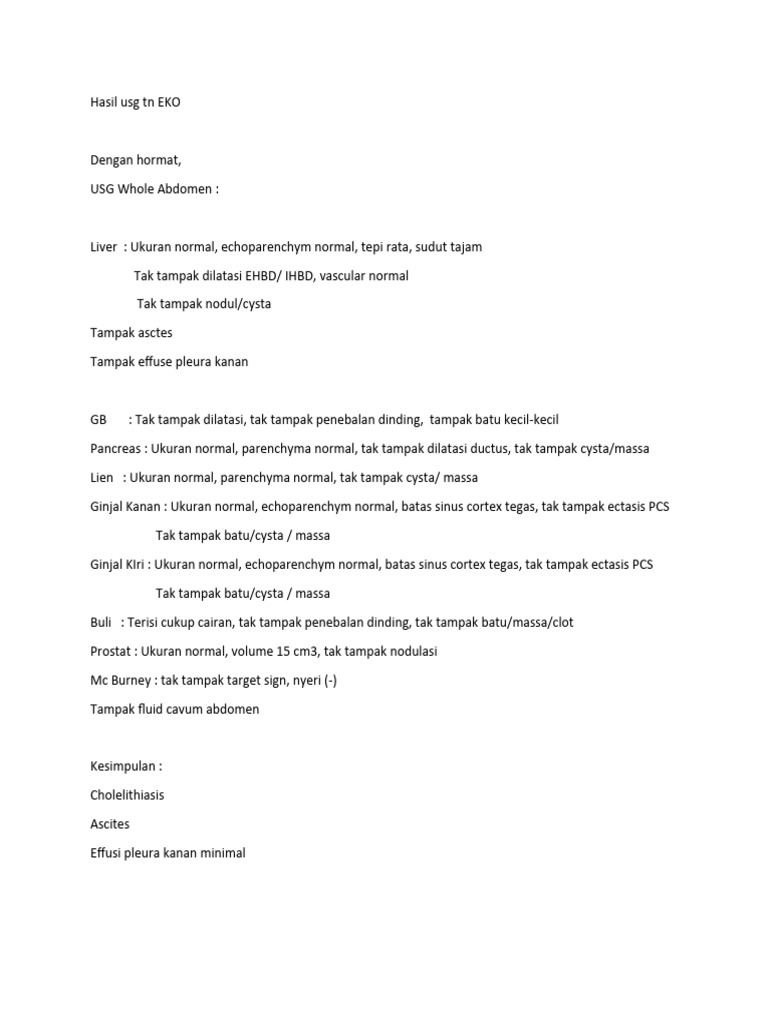 Hasil Usg Normal Terisi | PDF