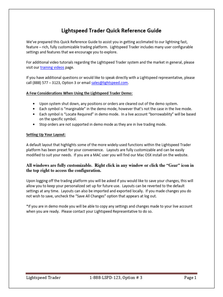 Lightspeed Quick Reference Guide - 2 | PDF | Computer Keyboard | Order (Exchange)