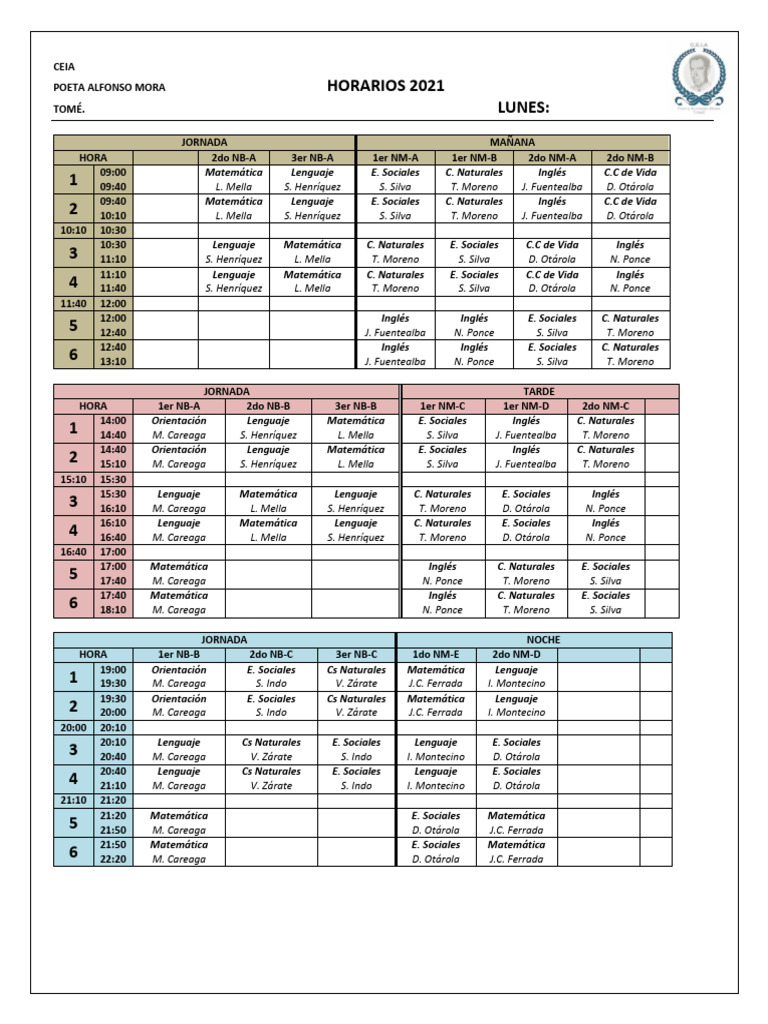 Horario Marcelo Cisterna | PDF | Science | Matemáticas Horario Marcelo Cisterna | PDF | Science | Matemáticas