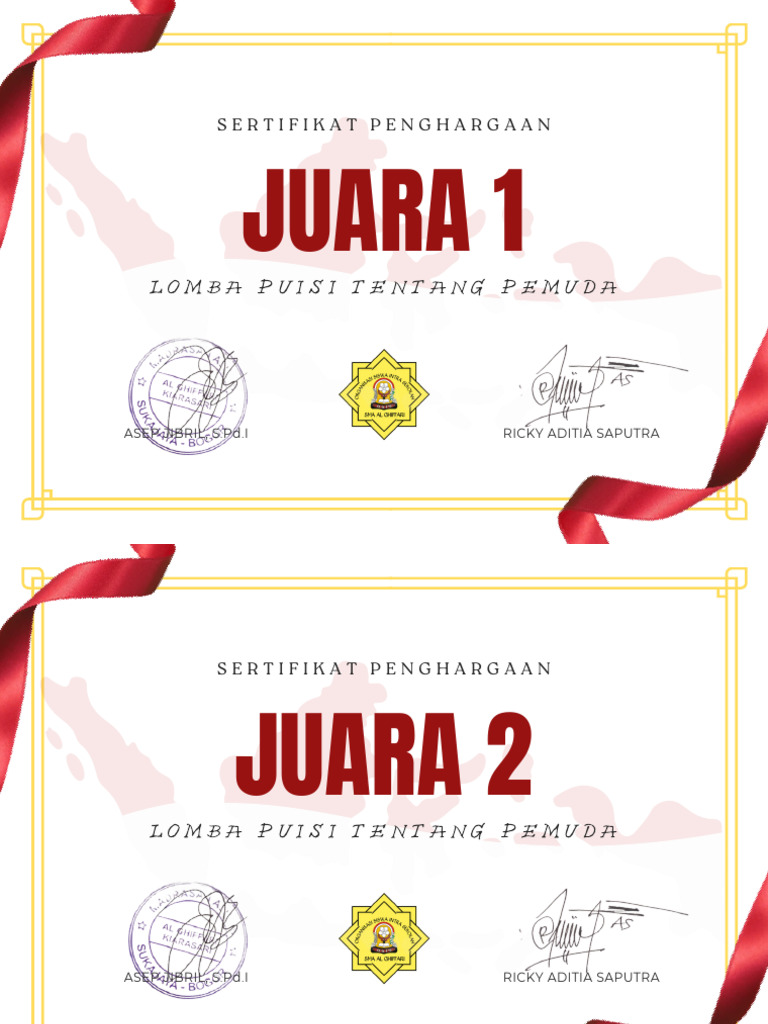 Putih Elegant Pita Sertifikat Penghargaan | PDF