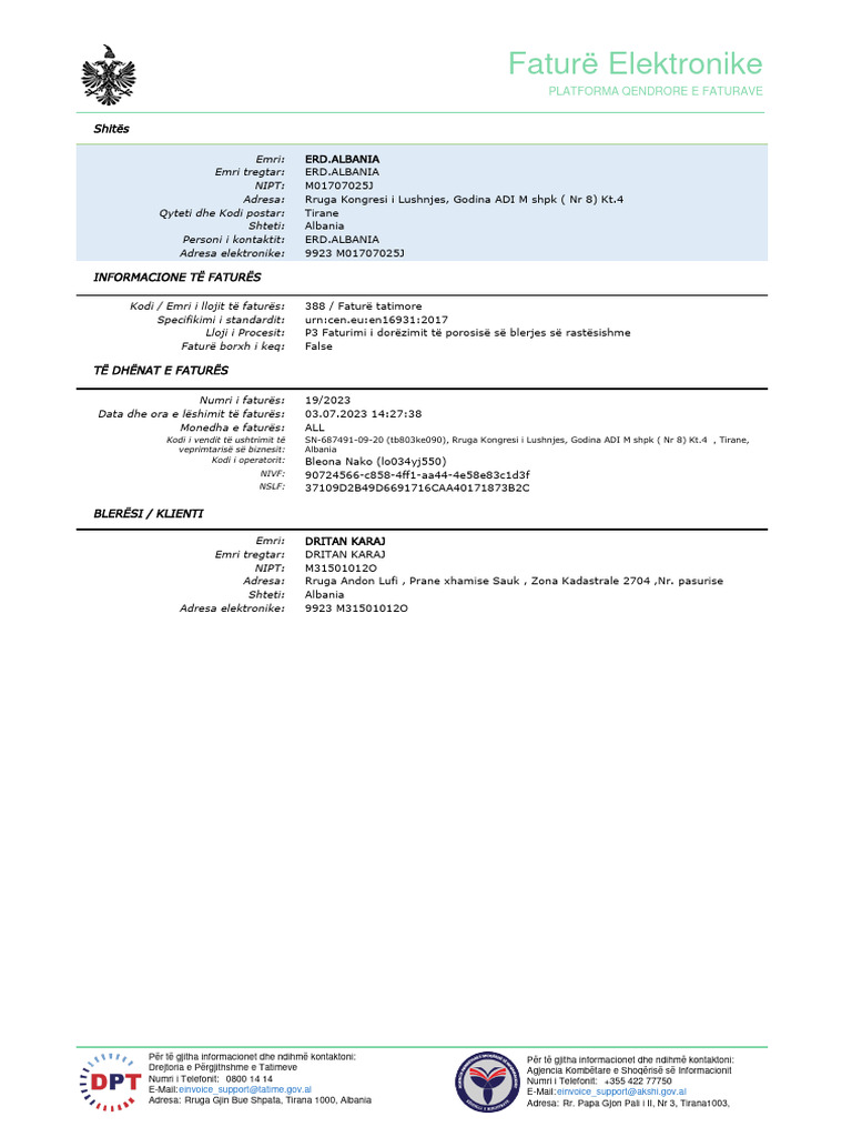 Faturë Elektronike: Shitës | PDF