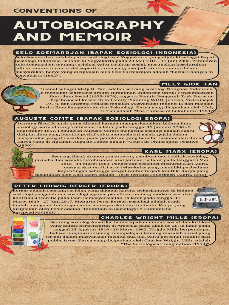 Brown Watercolour Illustrative English Autobiography Conventions ...