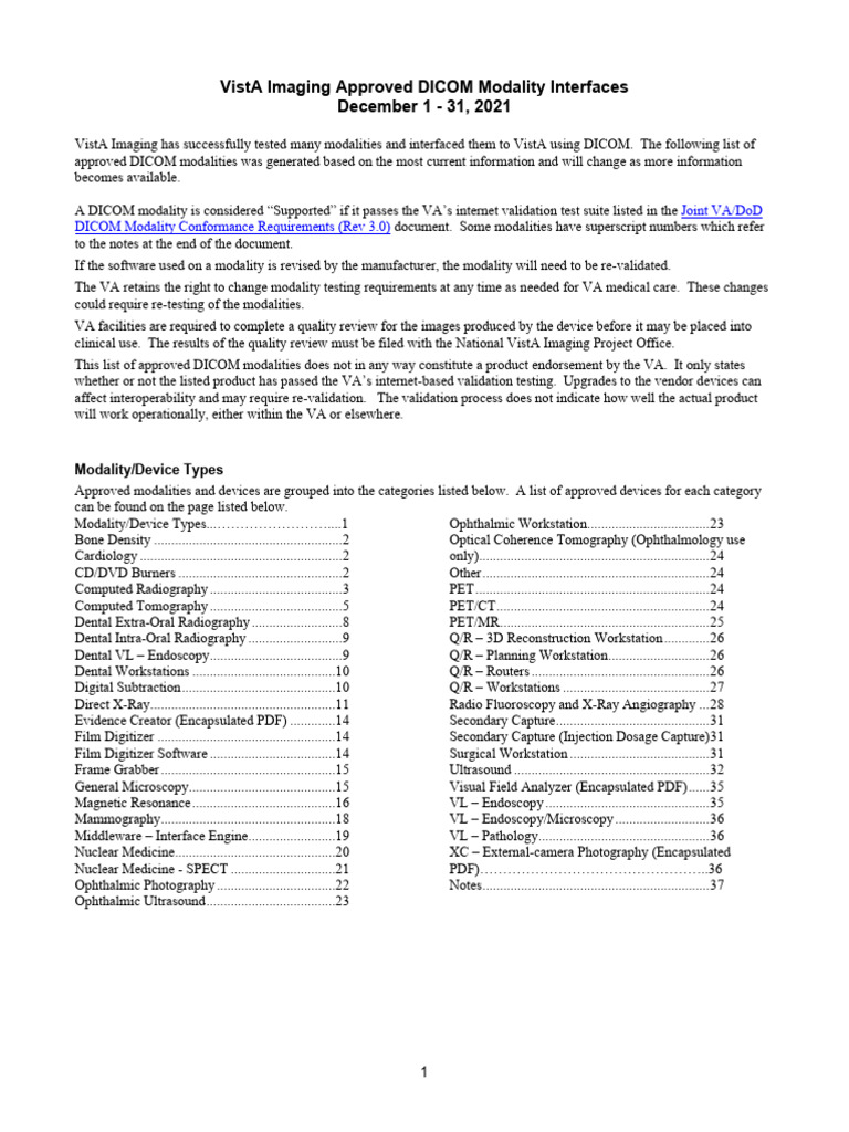VistAImaging DICOM Modality Interfaces1221 | PDF | Medical Imaging ...