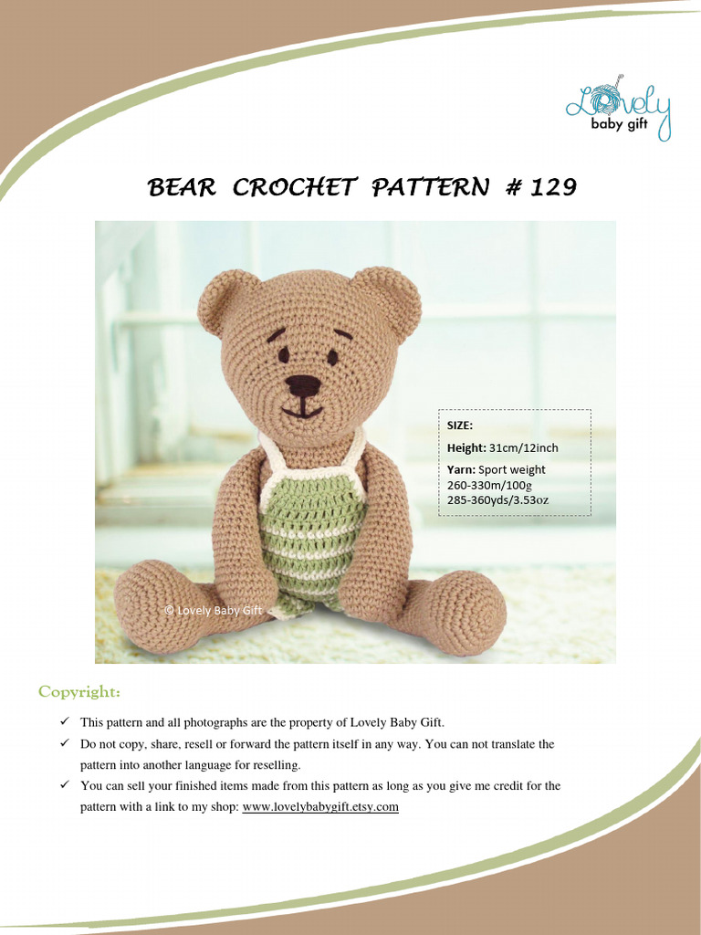 Amigurumi Teddy Bear Free Crochet Pattern | PDF | Crochet | Folk Art