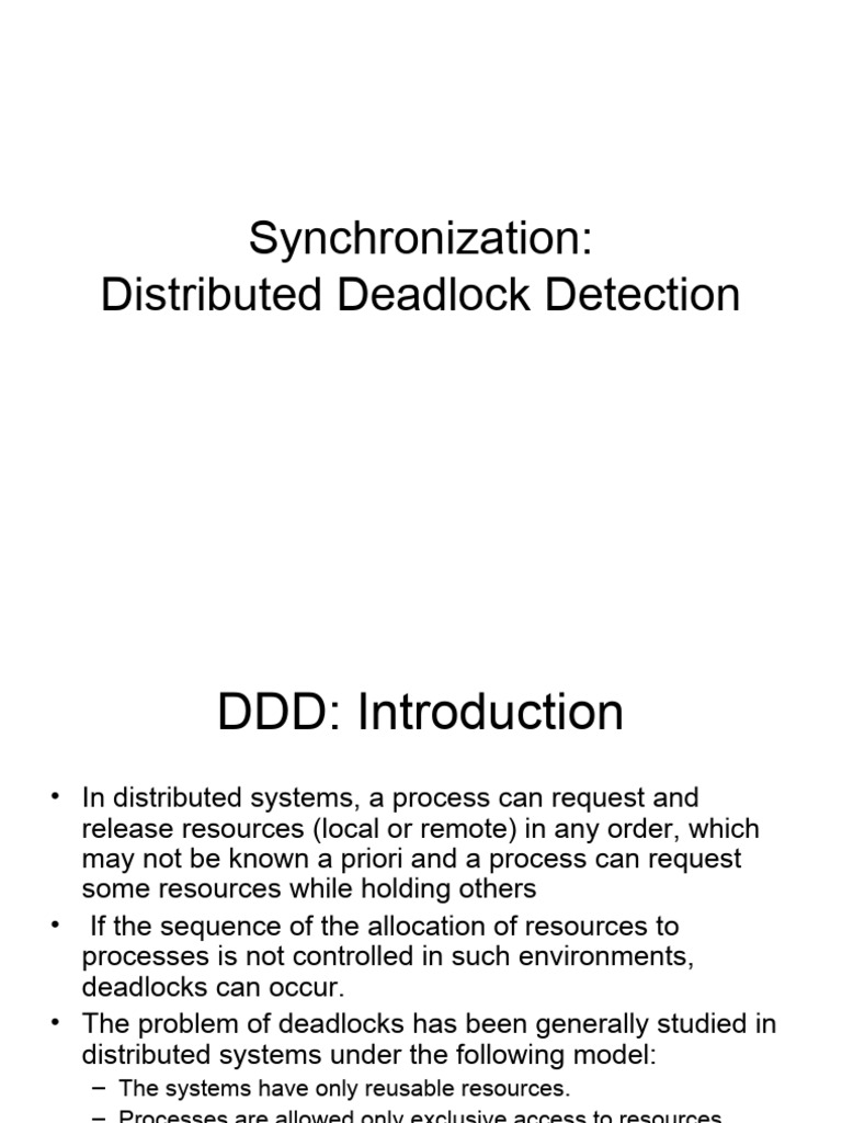 Distributed Deadlock Detection Pdf Process Computing Computer Science