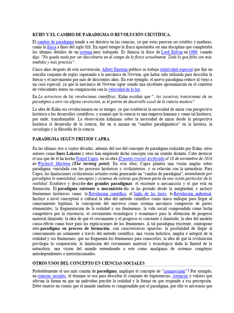 Cambio de Paradigma en la Ciencia | PDF | Paradigma | Cognición
