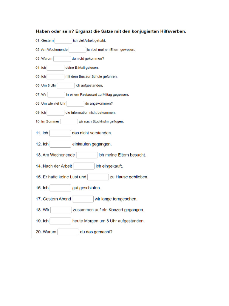 Partizip 2 Perfekt | PDF