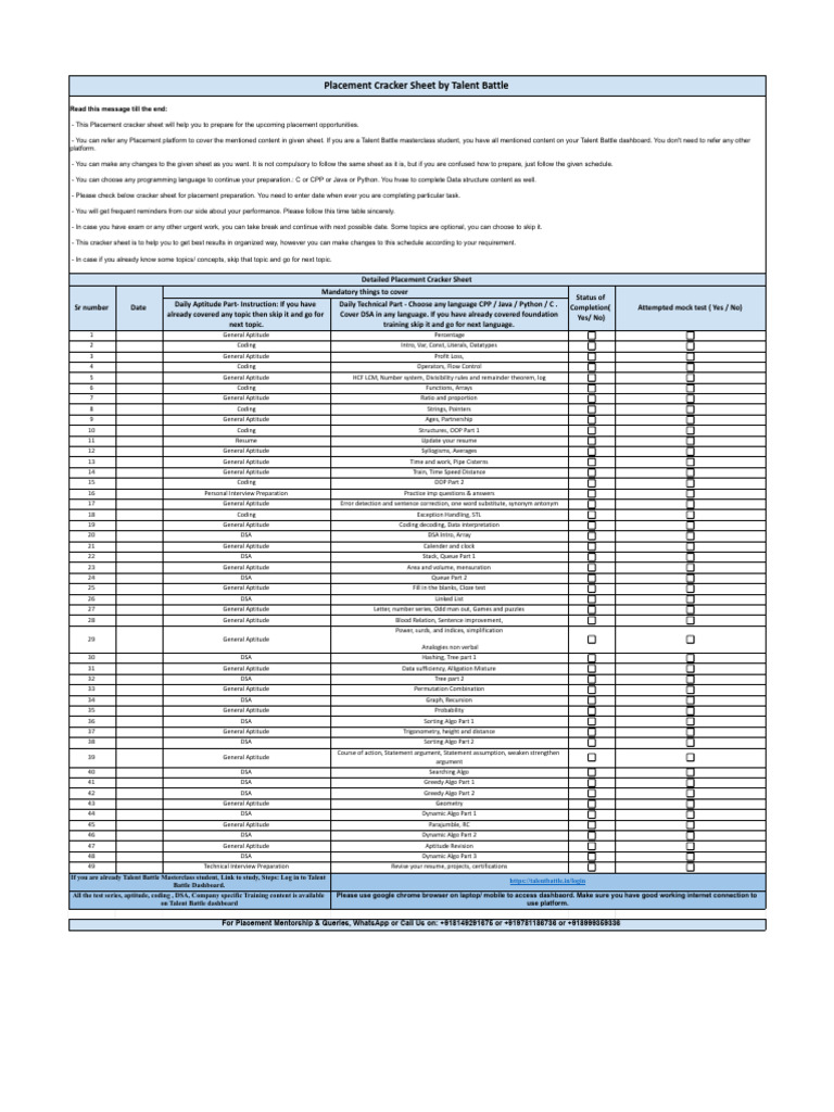 Placement Cracker Sheet by Talent Battle | PDF | Numbers | String ...