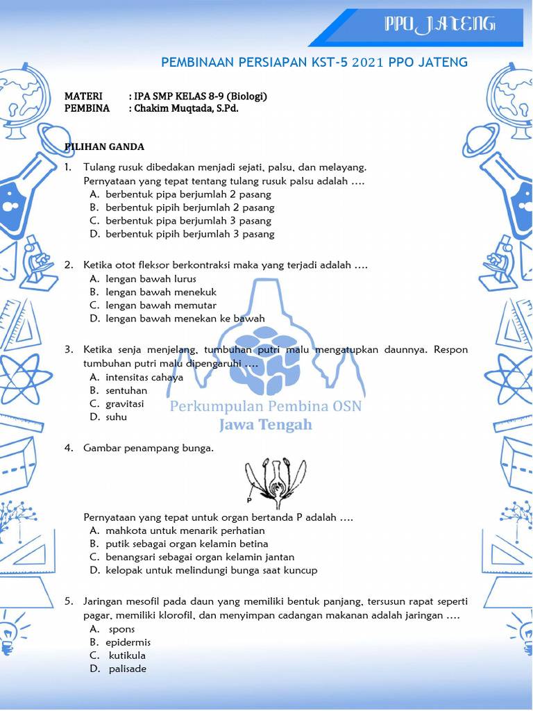 Soal Pembinaan KST Ipa SMP Kelas 8 9 Biologi Ppo Jateng | PDF
