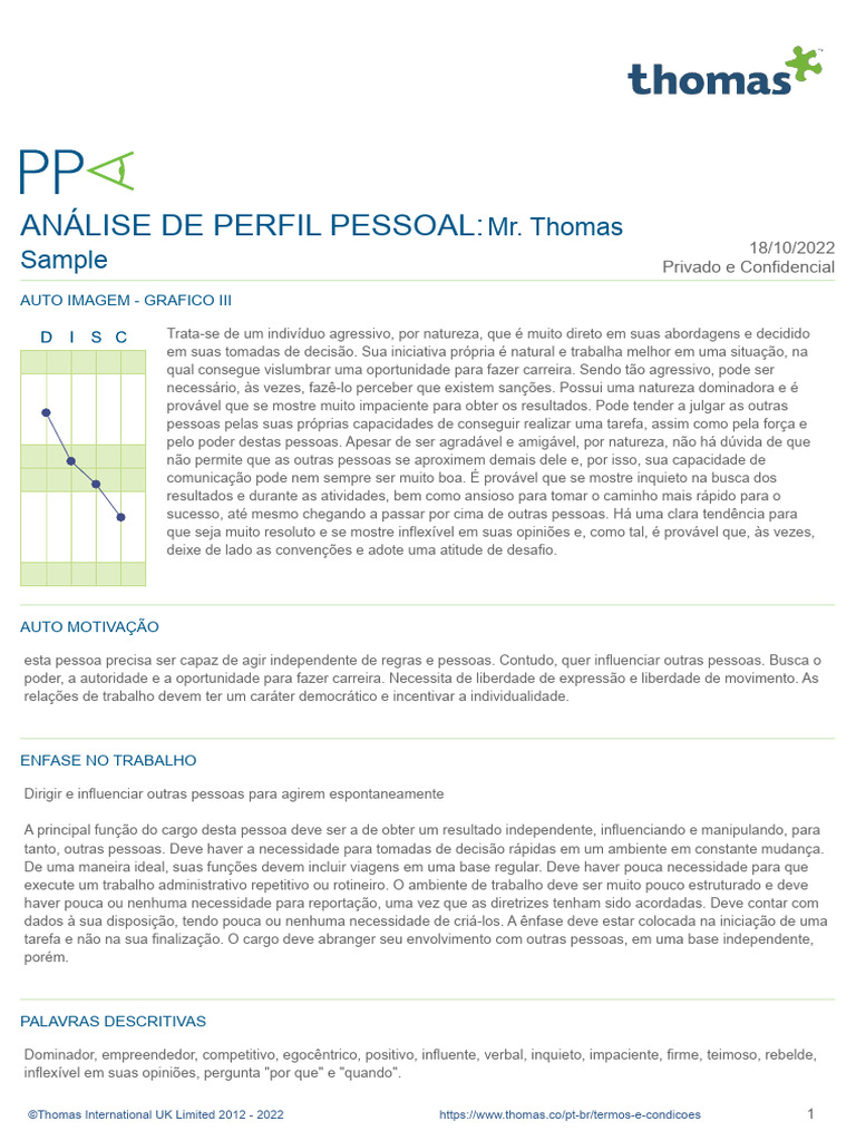 PPA Sample Report PTBR | PDF | Comportamento | Liderança