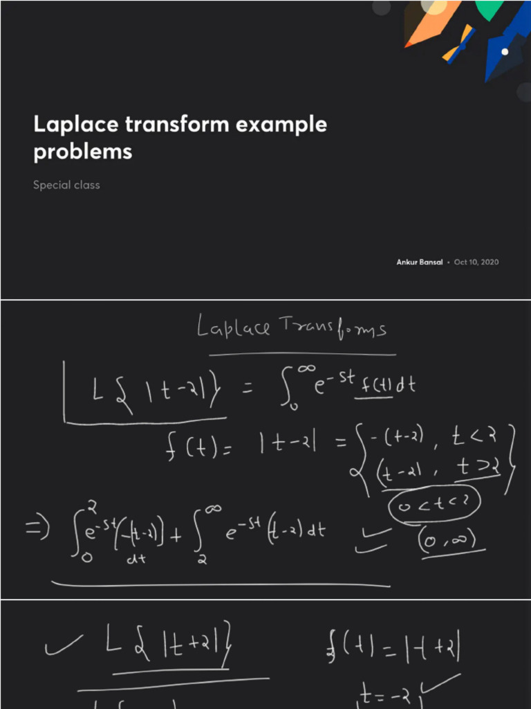 Laplace Transform Example Problems With Anno 1696586478517 | PDF