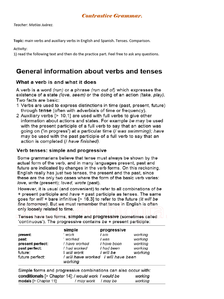 Contrastive Grammar Verbs | PDF | Verbo | Conjugación gramatical