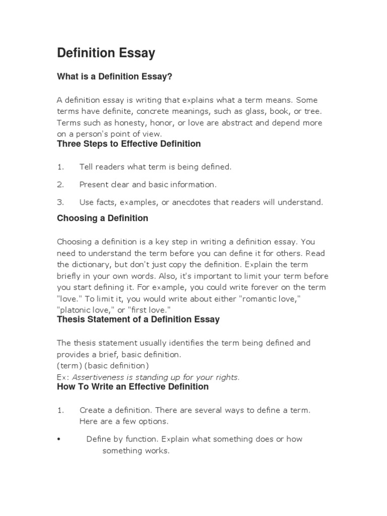 How to Write a Definition Essay | PDF | Definition | Essays