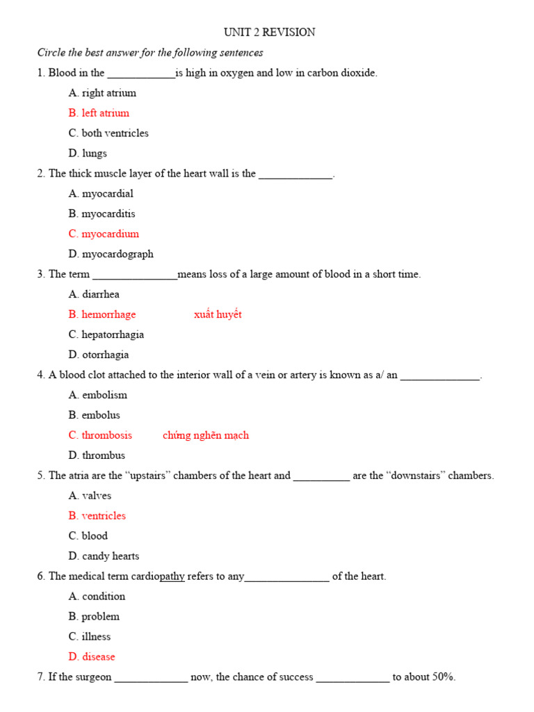 Unit 2 Review | PDF | Heart | Atrium (Heart)