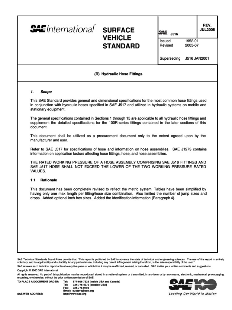 Sae 516 2005 - Compress | PDF | Pipe (Fluid Conveyance) | Engineering Tolerance