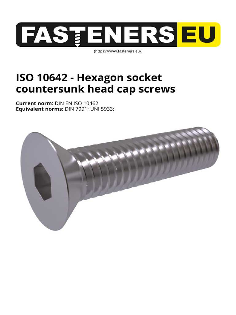 ISO 10642 Hex Socket Screws Overview | PDF | Screw | Equipment