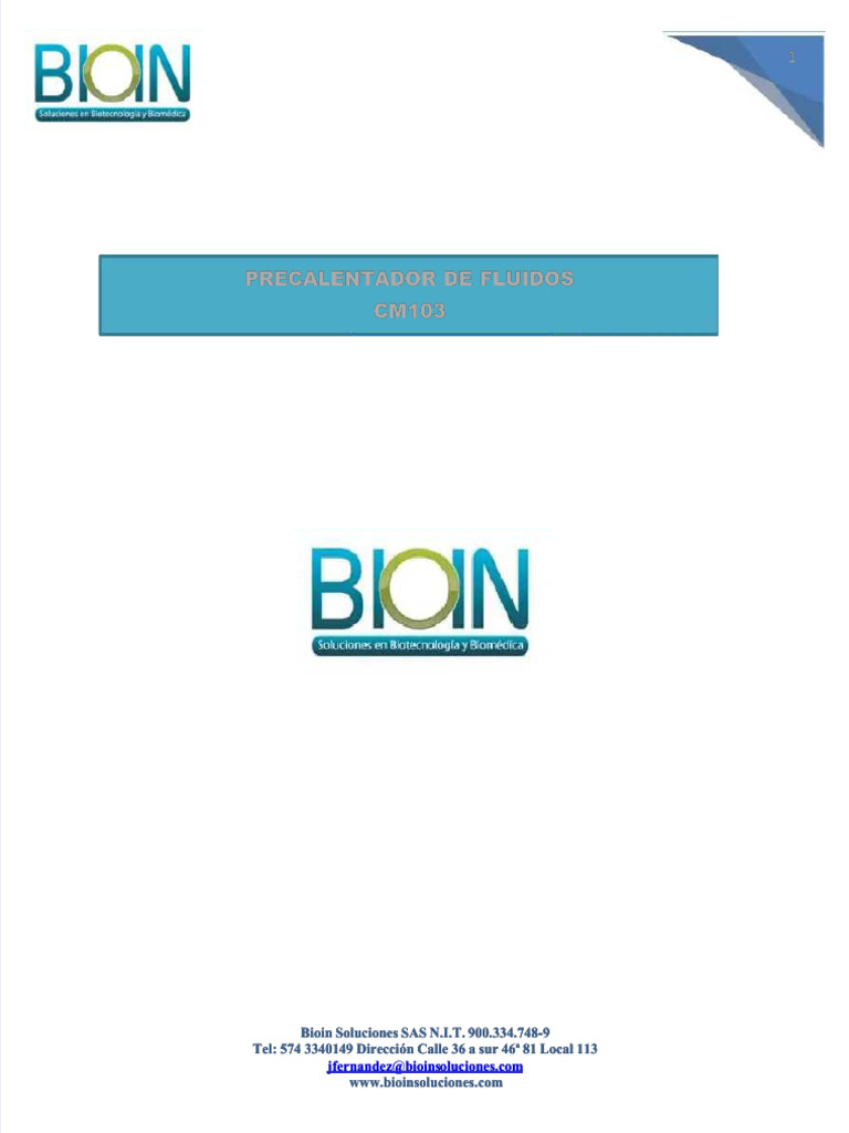 Mu Calentador de Liquidos Bioin Modelo CM103 | PDF